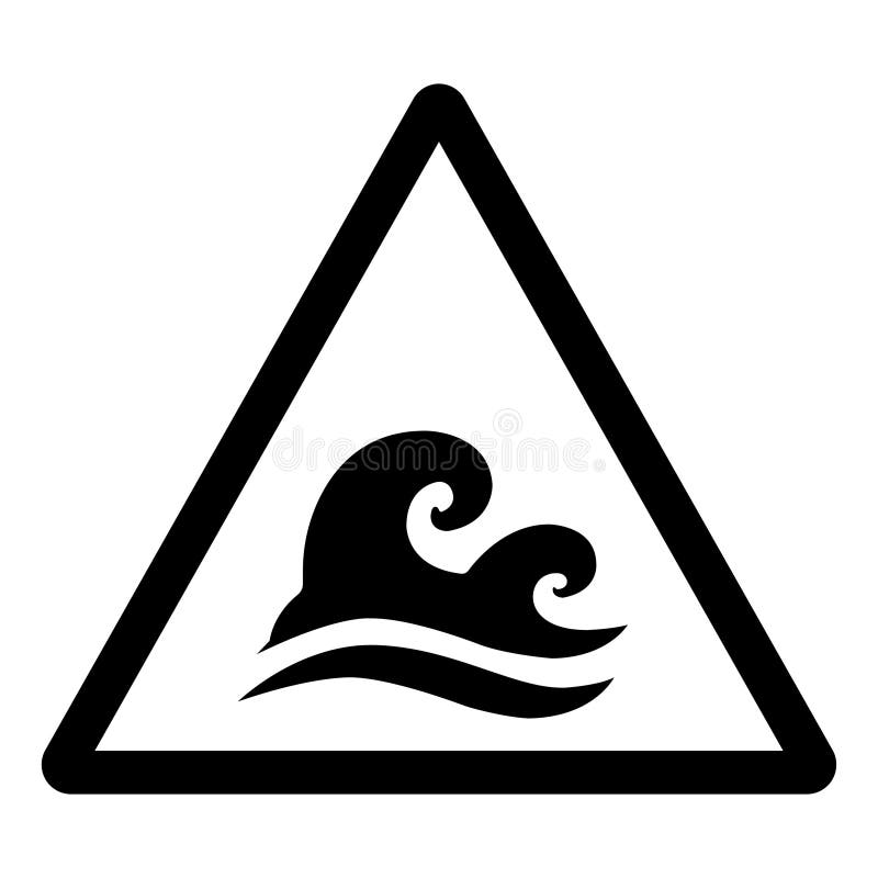 Warning Huge Waves Area Symbol Sign, Vector Illustration, Isolate on ...