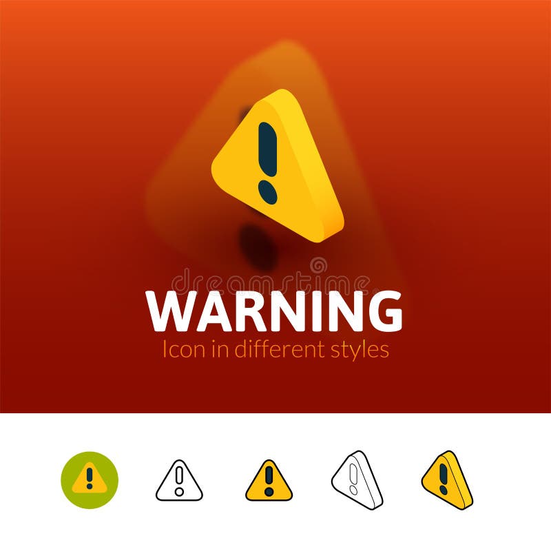 Warning Icon in Different Style Stock Vector - Illustration of button ...