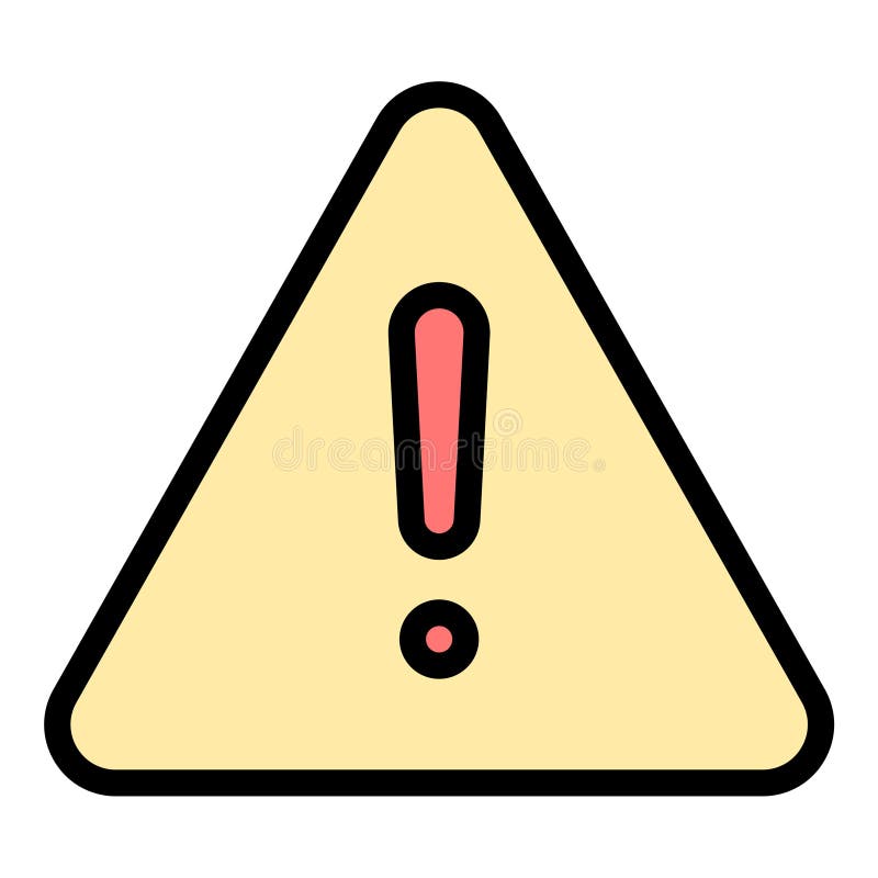 Warning Icon Flat Line Style Illustration Representing Alerts and Potential Hazards, Suitable ...