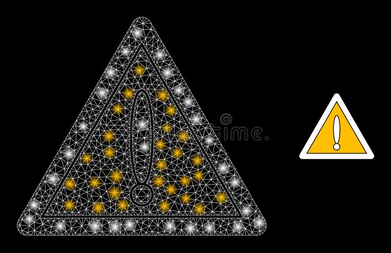 Warning Icon - Wireframe Mesh with Glare Dots Stock Vector ...
