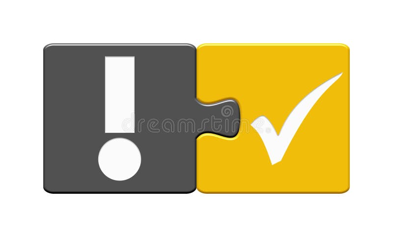 Warning Icon on Green Grey Puzzle Button Stock Illustration ...