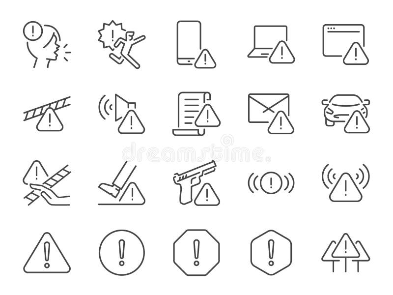 Warning Icon Set. it Included Alerts, Notifications, Caution, Alarm ...