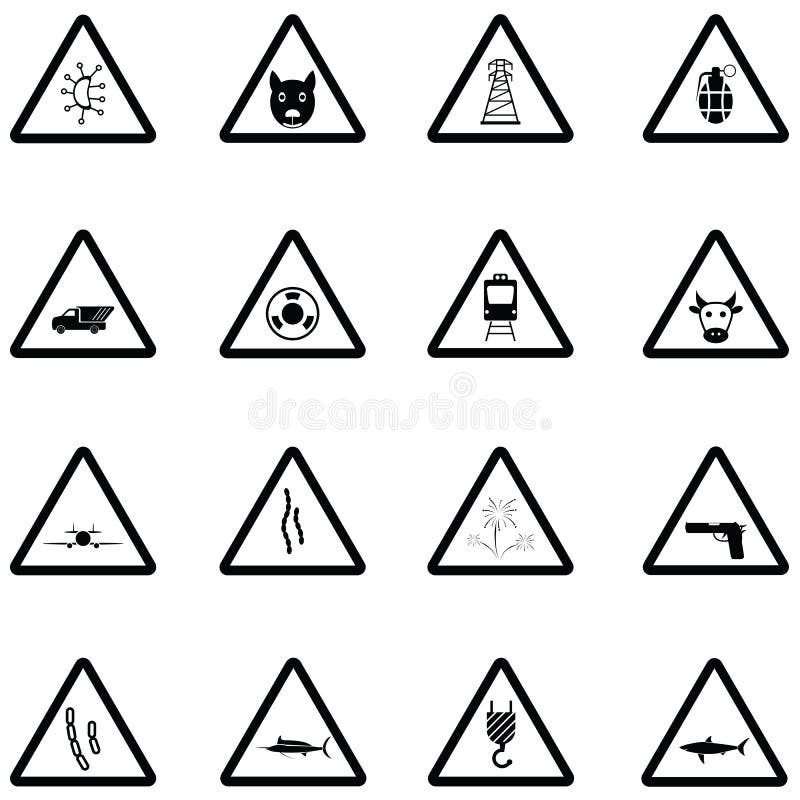 Warning icon set stock vector. Illustration of danger - 120573688