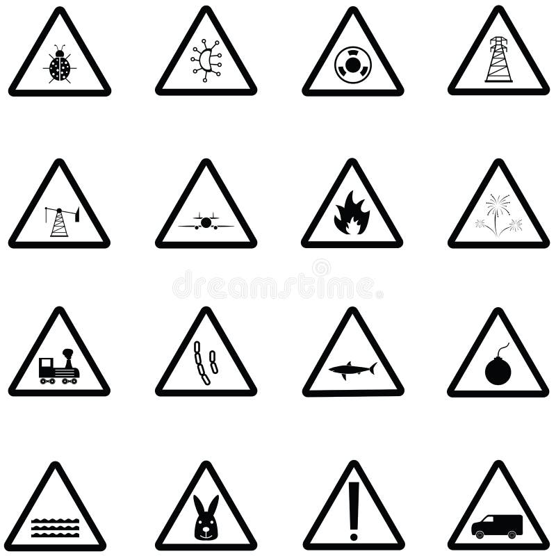 Warning icon set stock vector. Illustration of alert - 120573788