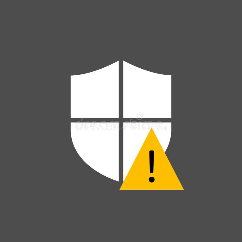 Warning Icon on Shield. Vector Illustration, Flat Design Stock ...
