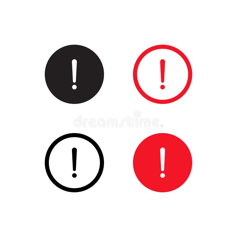 Warning Icon Vector in Circle Shape. Exclamation Mark Symbols Stock ...