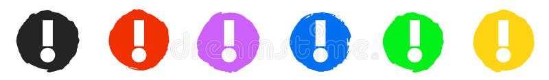 6 Warning Icons on Colorful Drawn Buttons Stock Illustration ...