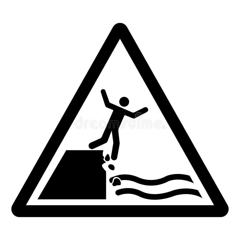 Warning Keep Out Unstable Cliff Symbol Sign, Vector Illustration ...