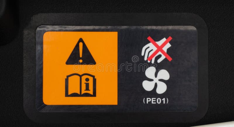 A Warning Label in a Car Engine, Air Compressor. a Car Maintenance and ...