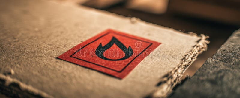 The Warning Label for Flammable Materials on Cardboard Packaging..AI ...