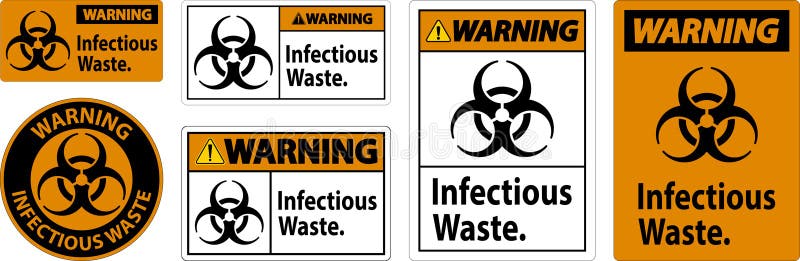 Warning Label Infectious Waste Sign Stock Vector - Illustration of icon ...