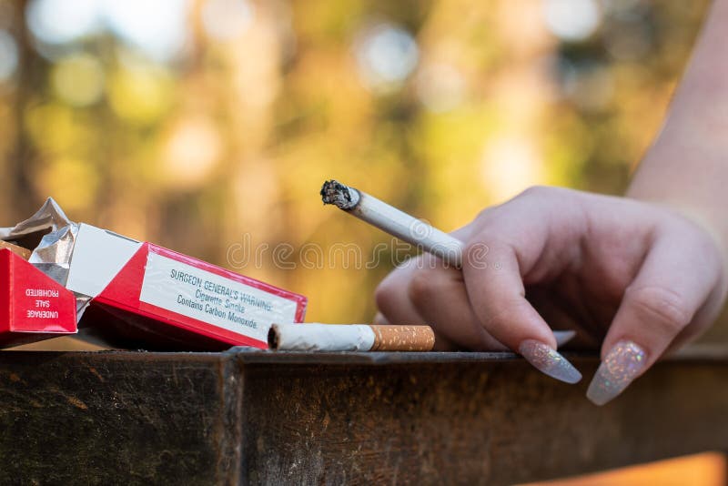 Warning Label on Red Cigarette Pack Stock Photo - Image of drug, habit ...