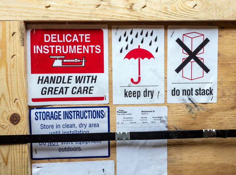 Warning Label beside Transportation Wooden Box Editorial Image - Image ...