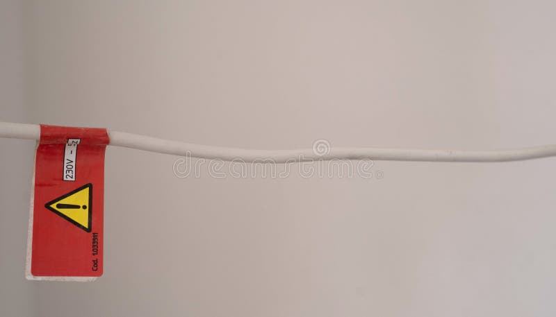 Warning Label for Voltage on the Wire Stock Photo - Image of black ...
