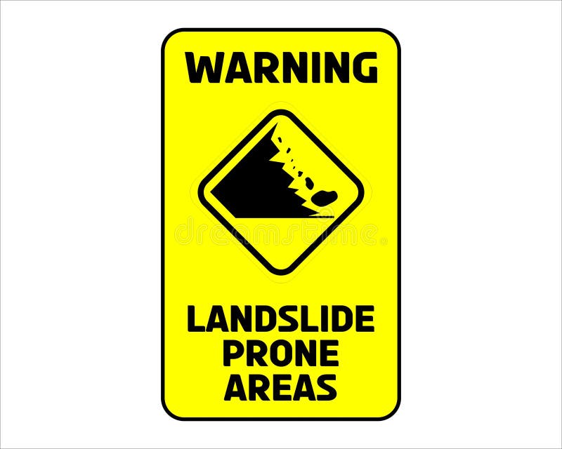 Warning Landslide Prone Area Sign Vector Stock Vector - Illustration of ...