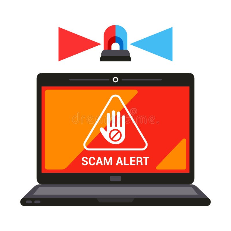 Warning on Laptop Screen Scam Alert. Stock Vector - Illustration of ...