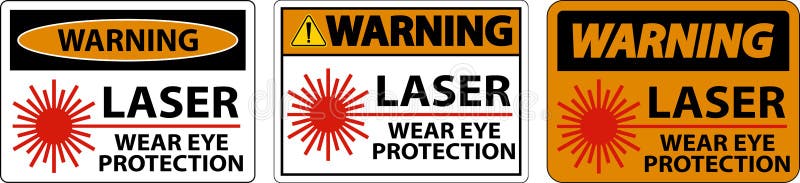 Warning Laser Wear Eye Protection Sign on White Background Stock Vector ...