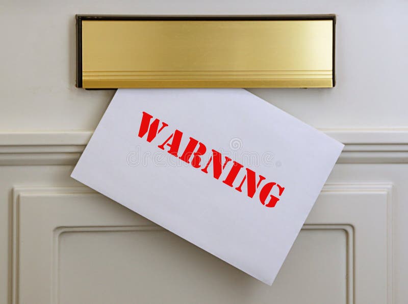 Warning Letter - Red Letters on White Envelope Stock Image - Image of ...