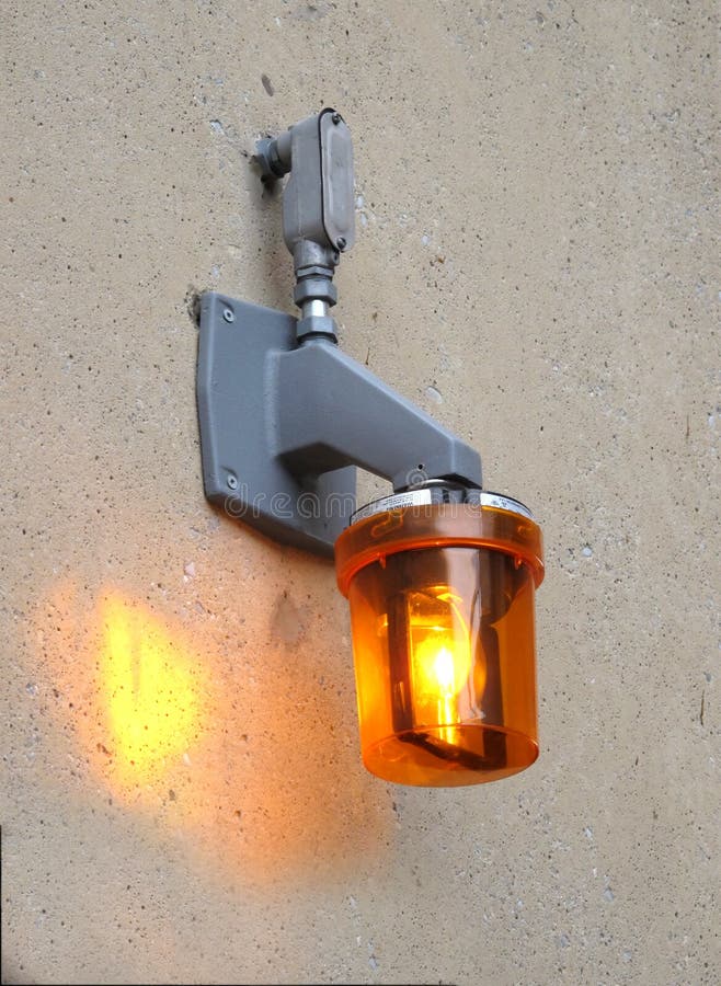 Red Warning Warning Light With The Light On, Against The Blue Sky ...