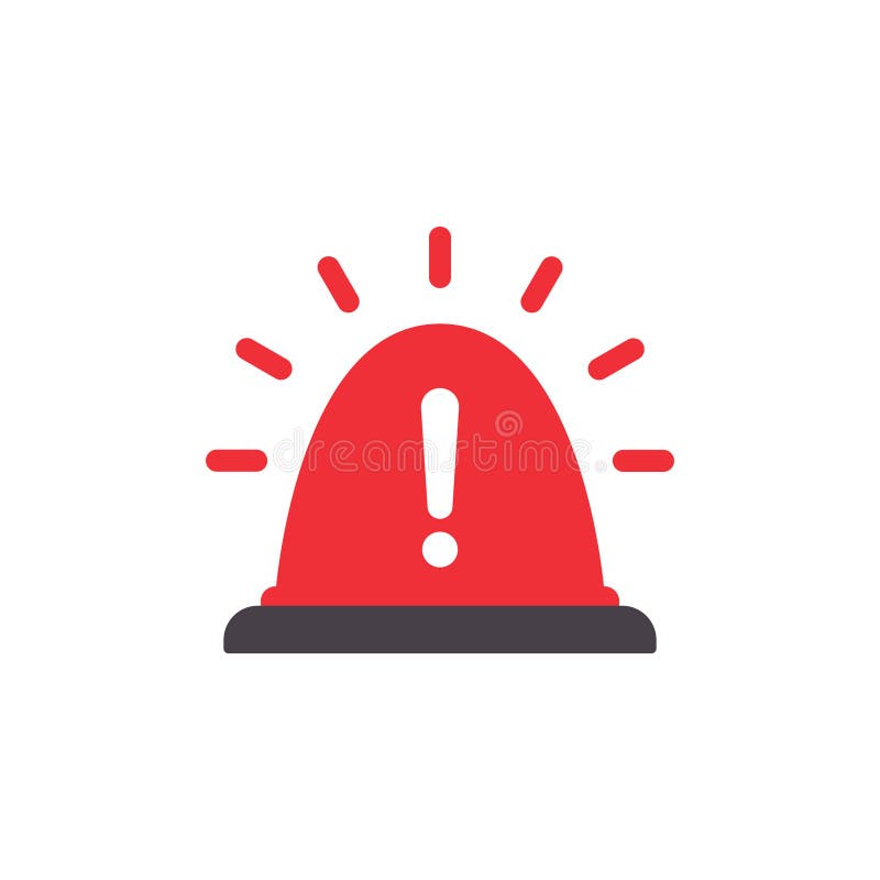 Warning Light Icon in Flat Design. Exclamation Mark Sign on Lamp Stock ...