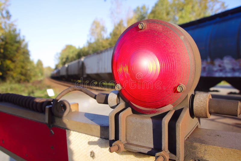 Warning Light on Railway Gate Stock Image - Image of stop, outside ...