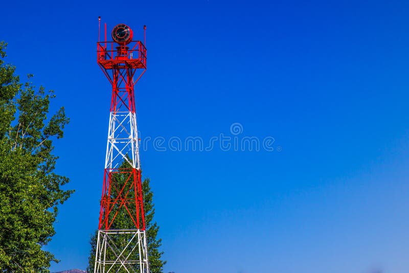 Warning Light Tower at Small Airport Stock Photo - Image of turn, light ...