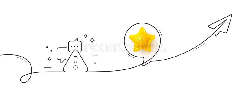 Warning Line Icon. Attention Triangle Sign. Continuous Line with Plane ...