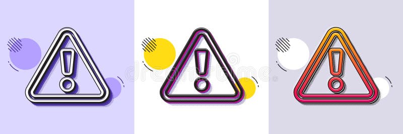 Warning Line Icon. Attention Triangle Sign. Halftone Dotted Pattern ...