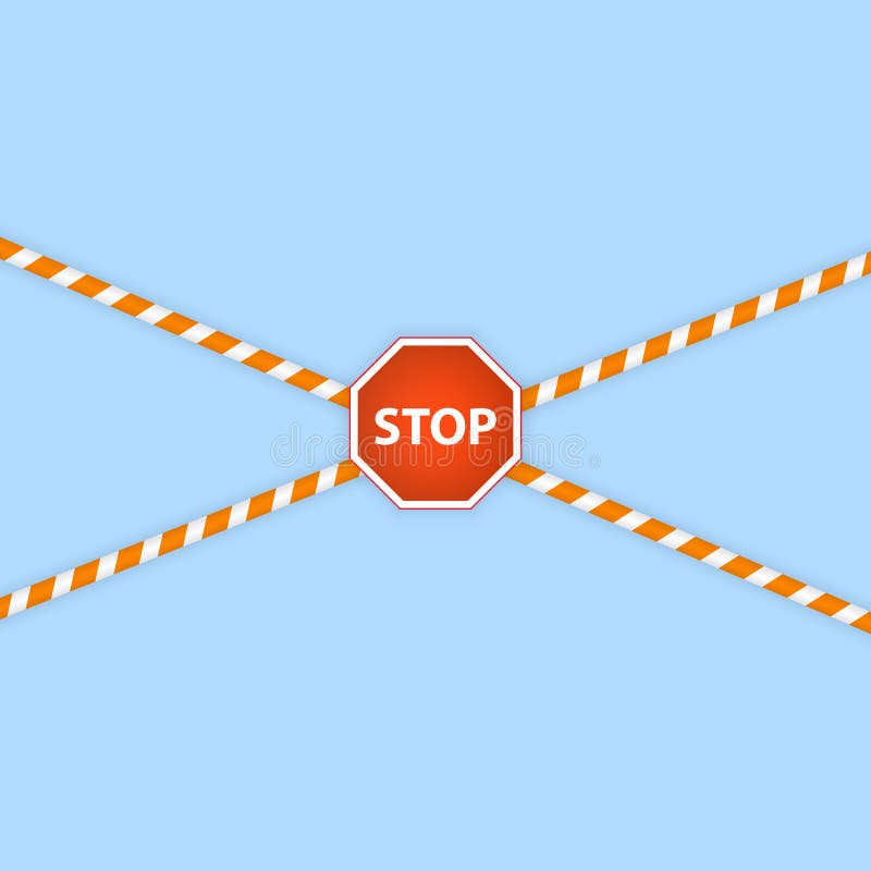 Warning Lines and Stop Sign on a White Background . Stock Vector ...