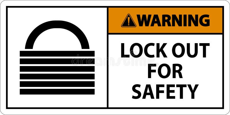 Warning Lock Out Label Sign on White Background Stock Vector ...