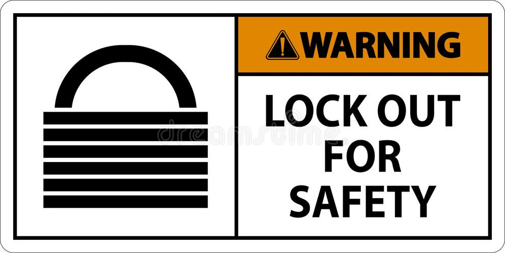 Warning Lock Out Label Sign on White Background Stock Vector ...