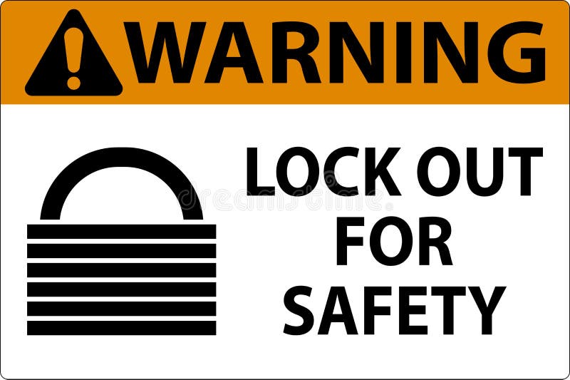 Warning Lock Out Label Sign on White Background Stock Vector ...