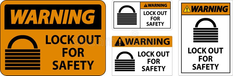 Warning Lock Out Label Sign on White Background Stock Vector ...