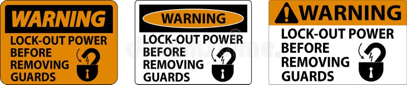 Warning Lock Out Label Sign on White Background Stock Vector ...