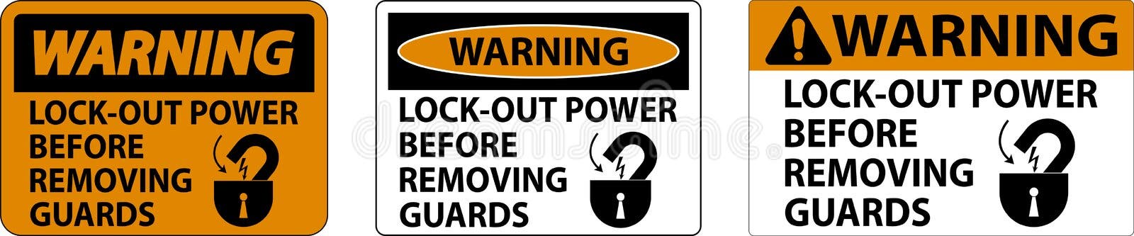 Warning Lock Out Label Sign on White Background Stock Vector ...