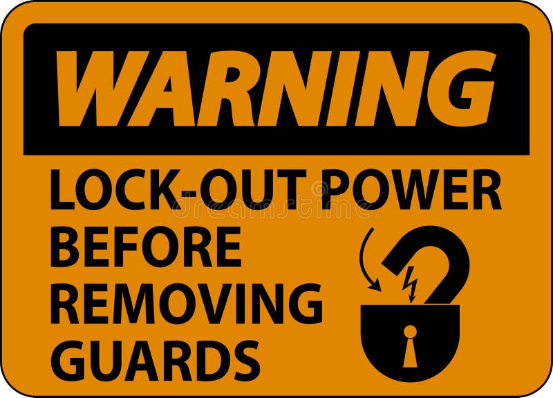 Warning Lock Out Label Sign on White Background Stock Vector ...