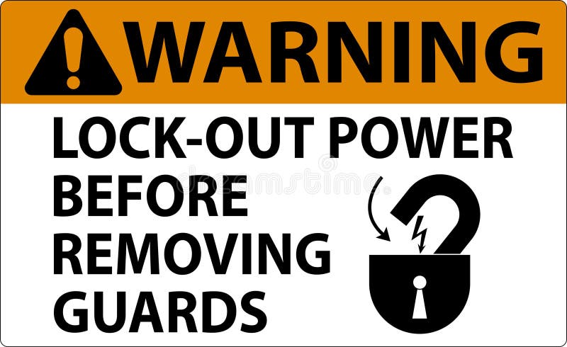 Warning Lock Out Label Sign on White Background Stock Vector ...