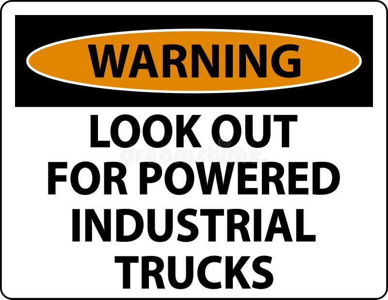 Warning Look Out for Trucks Sign on White Background Stock Vector ...