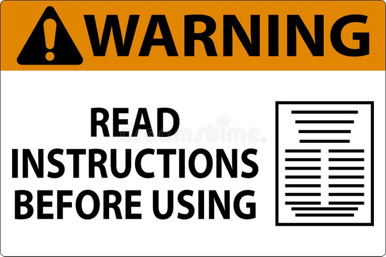 Warning Machine Sign Read Instructions before Using Stock Vector ...