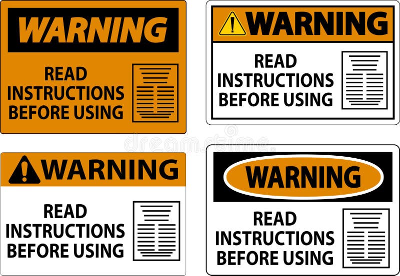 Warning Machine Sign Read Instructions before Using Stock Vector ...