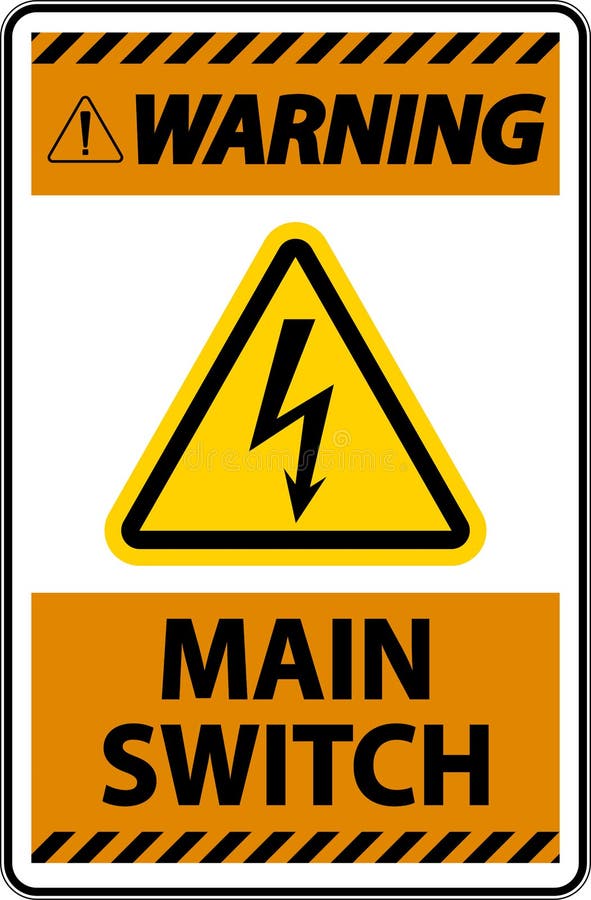 Warning Main Switch Sign on White Background Stock Vector ...