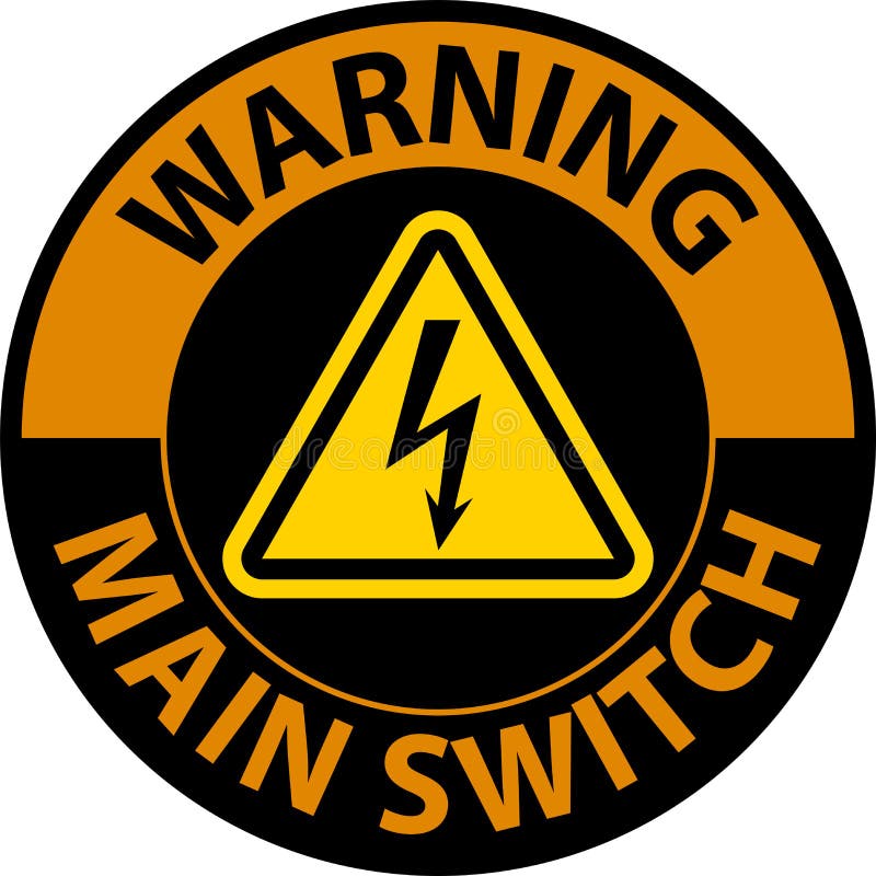 Warning Main Switch Sign on White Background Stock Vector ...