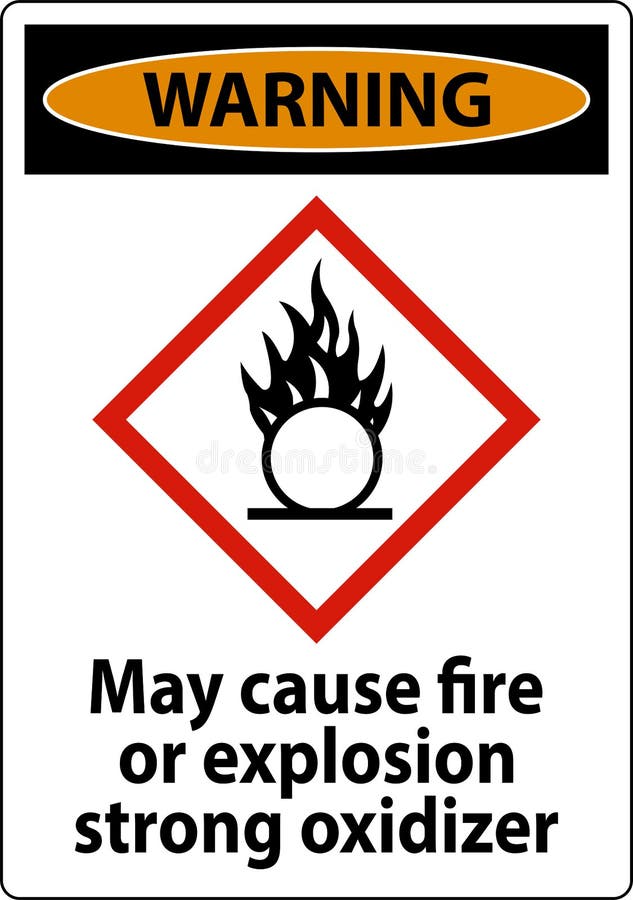Warning May Cause Fire or Explosion Sign on White Background Stock ...