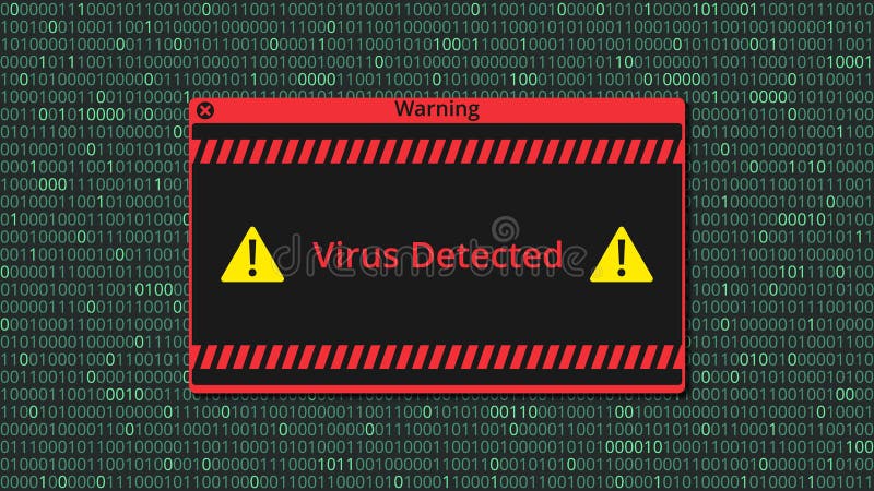 Virus Detected Alert Message Scanning Computer Virus Inside Binary Code Stock Vector