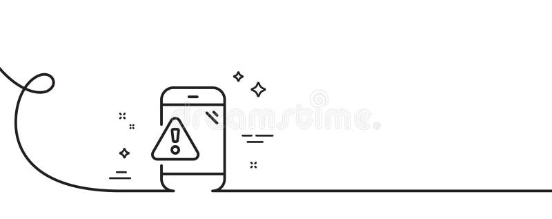 Warning Message Line Icon. Phone Alert Sign. Continuous Line with Curl ...