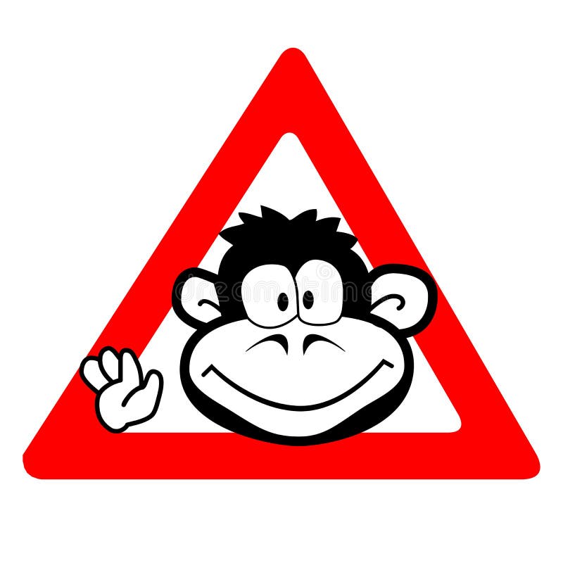 Monkey Warning Sign, Caution Monkey Sign Yellow, Monkey Hazard Symbol ...