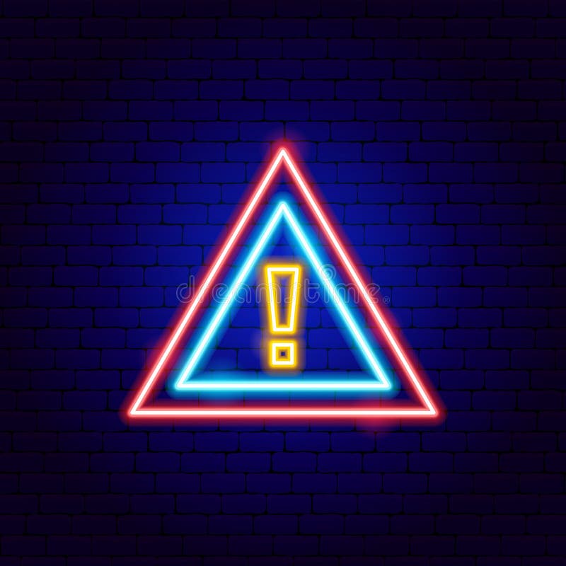 Warning Neon Sign on Dark Background . Stock Vector - Illustration of ...