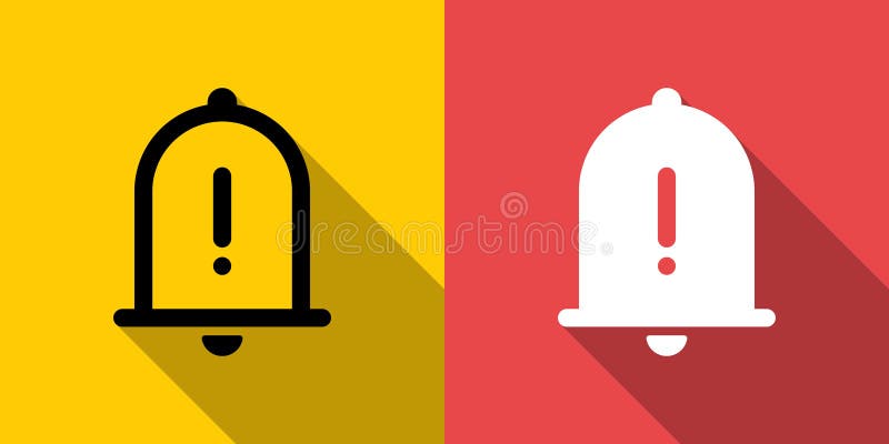 Warning Notification Bell Icon with Long Shadow Stock Vector ...