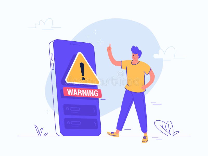 Warning Notification Symbol on Mobile Phone App. Stock Vector ...