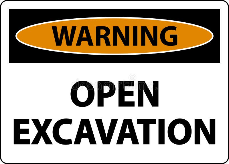 Warning Open Excavation Sign on White Background Stock Vector ...